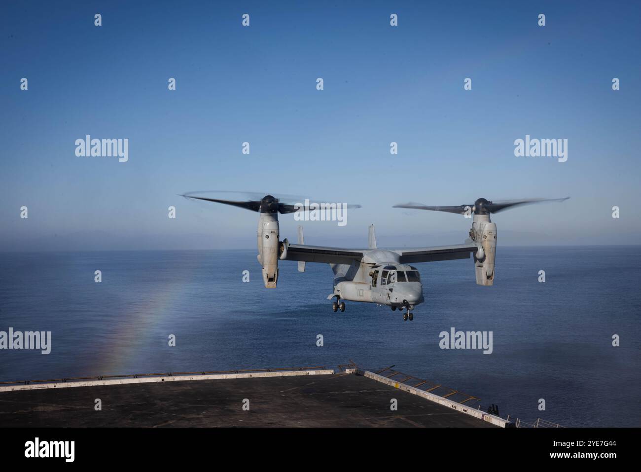 A U.S. Marine Corps MV-22B Osprey assigned to Marine Medium Tiltrotor Squadron (VMM) 362, Marine ...
