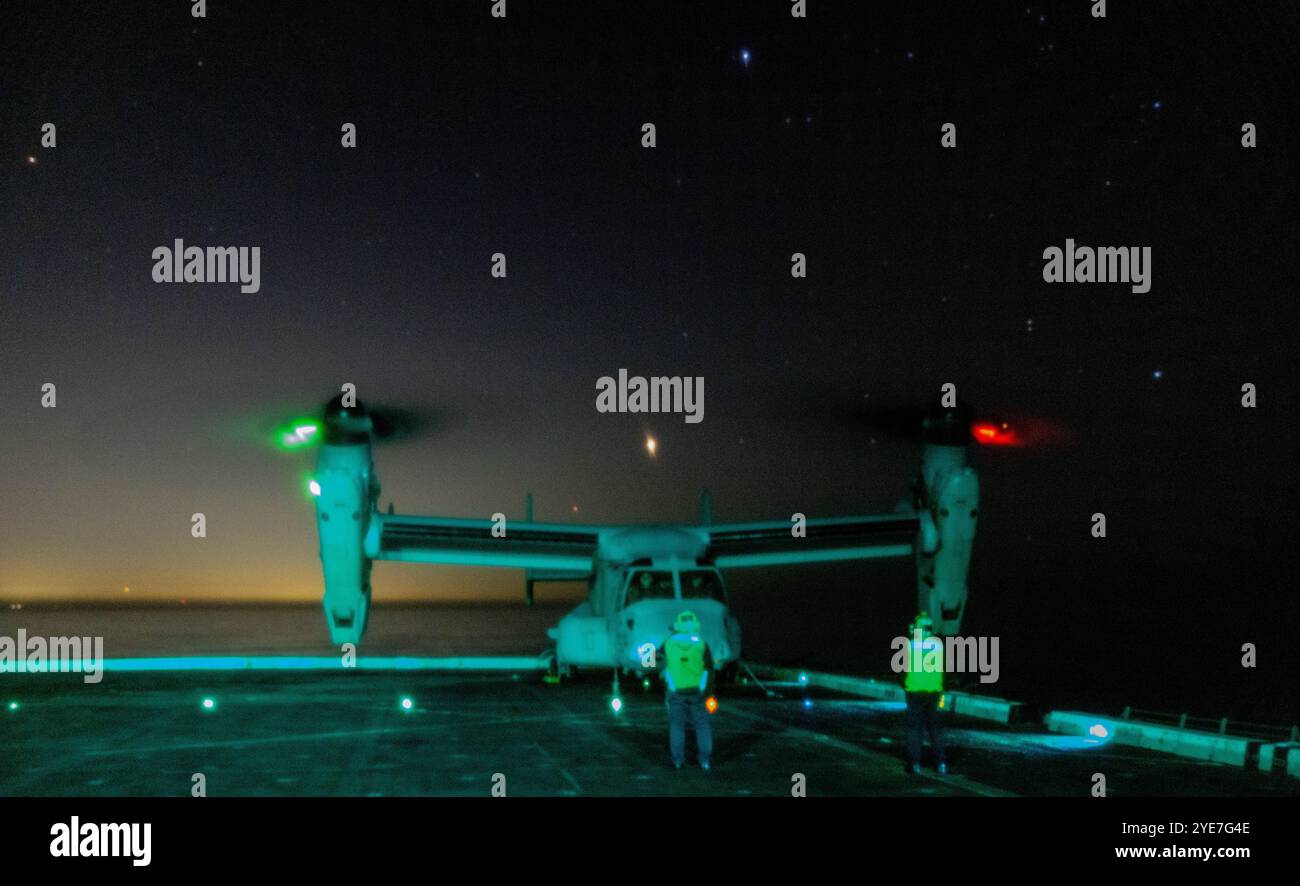 A U.S. Marine Corps MV-22B Osprey assigned to Marine Medium Tiltrotor ...