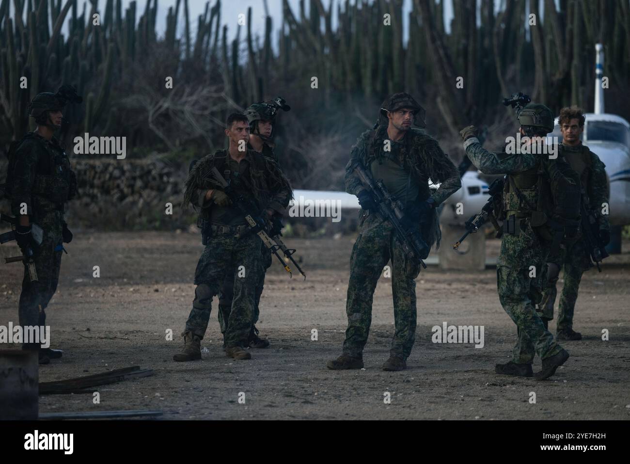 Dutch Marines with Marine Squadron Carib debrief after conducting a ...