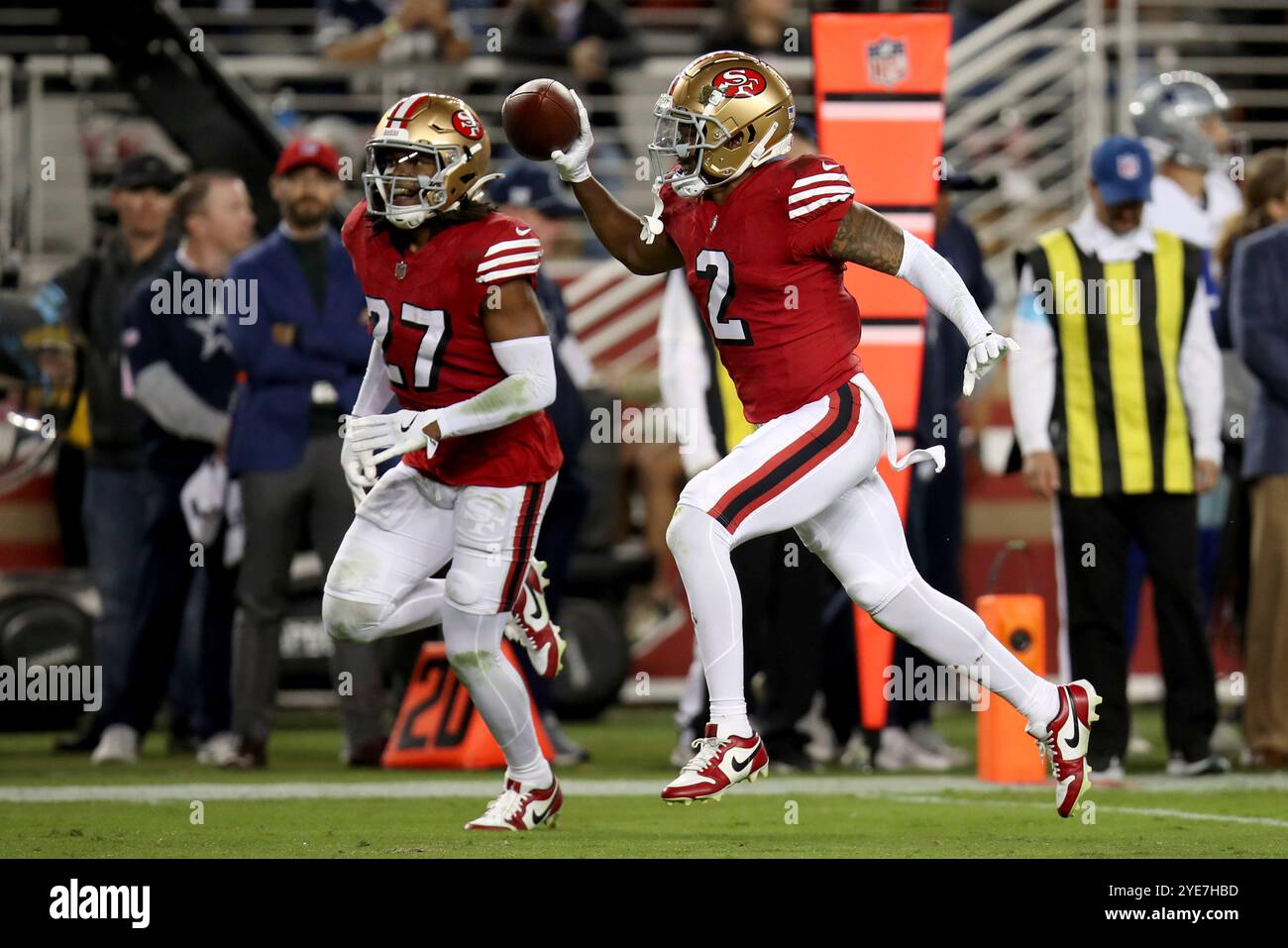 San Francisco 49ers cornerback Deommodore Lenoir (2) celebrates an ...