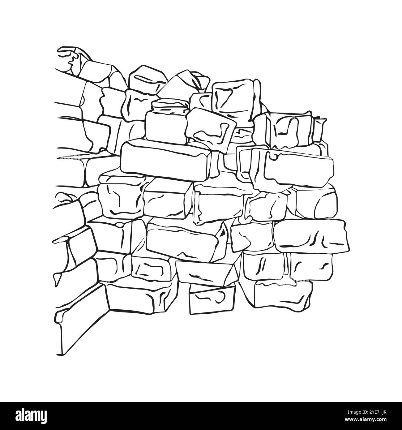 sketch of brick wall laid out chaotically hand drawn. Vector ...