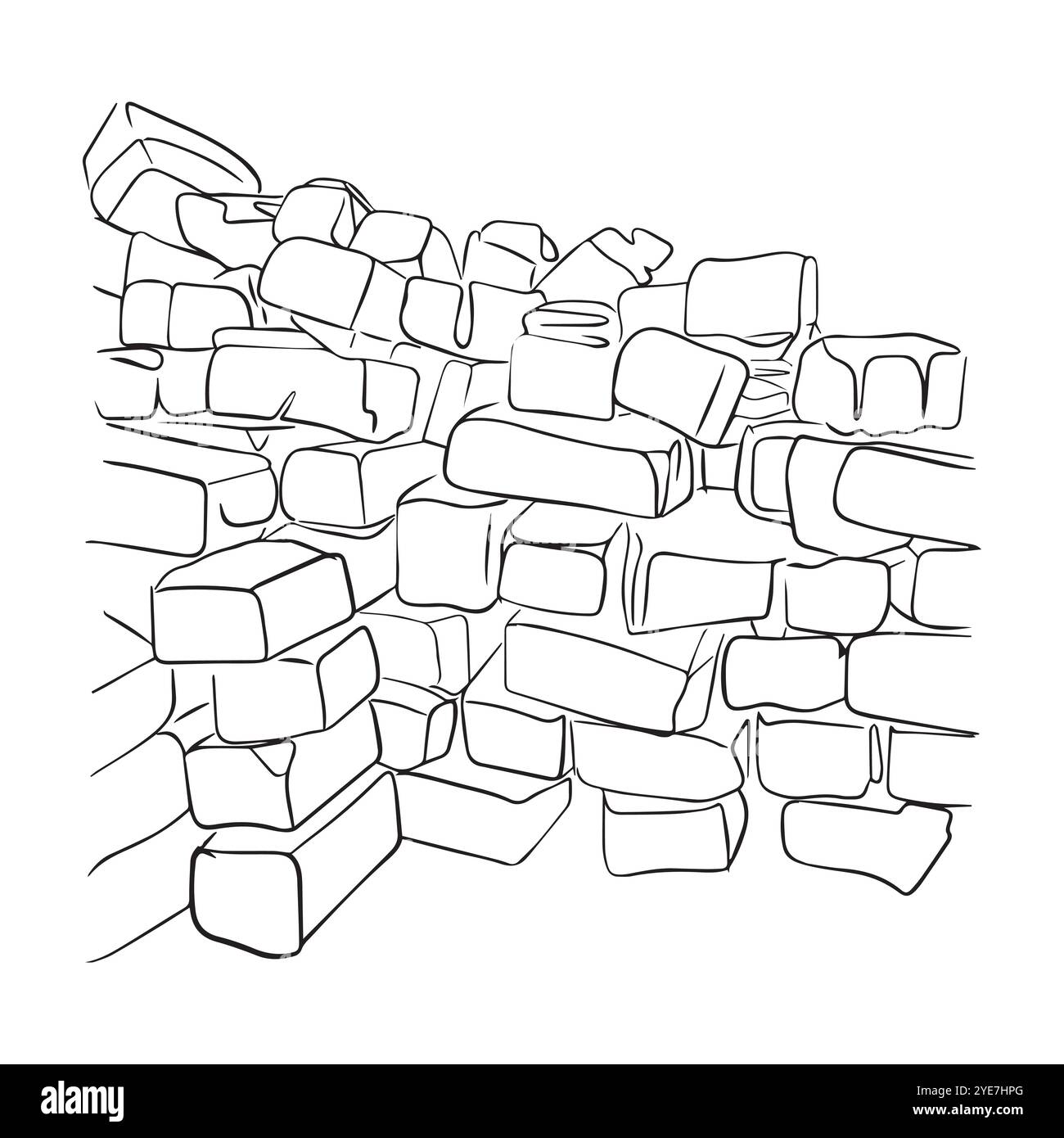 sketch of brick wall laid out chaotically hand drawn. Vector ...