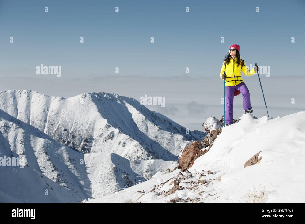 Summit accomplishment winter mountain hi-res stock photography and ...