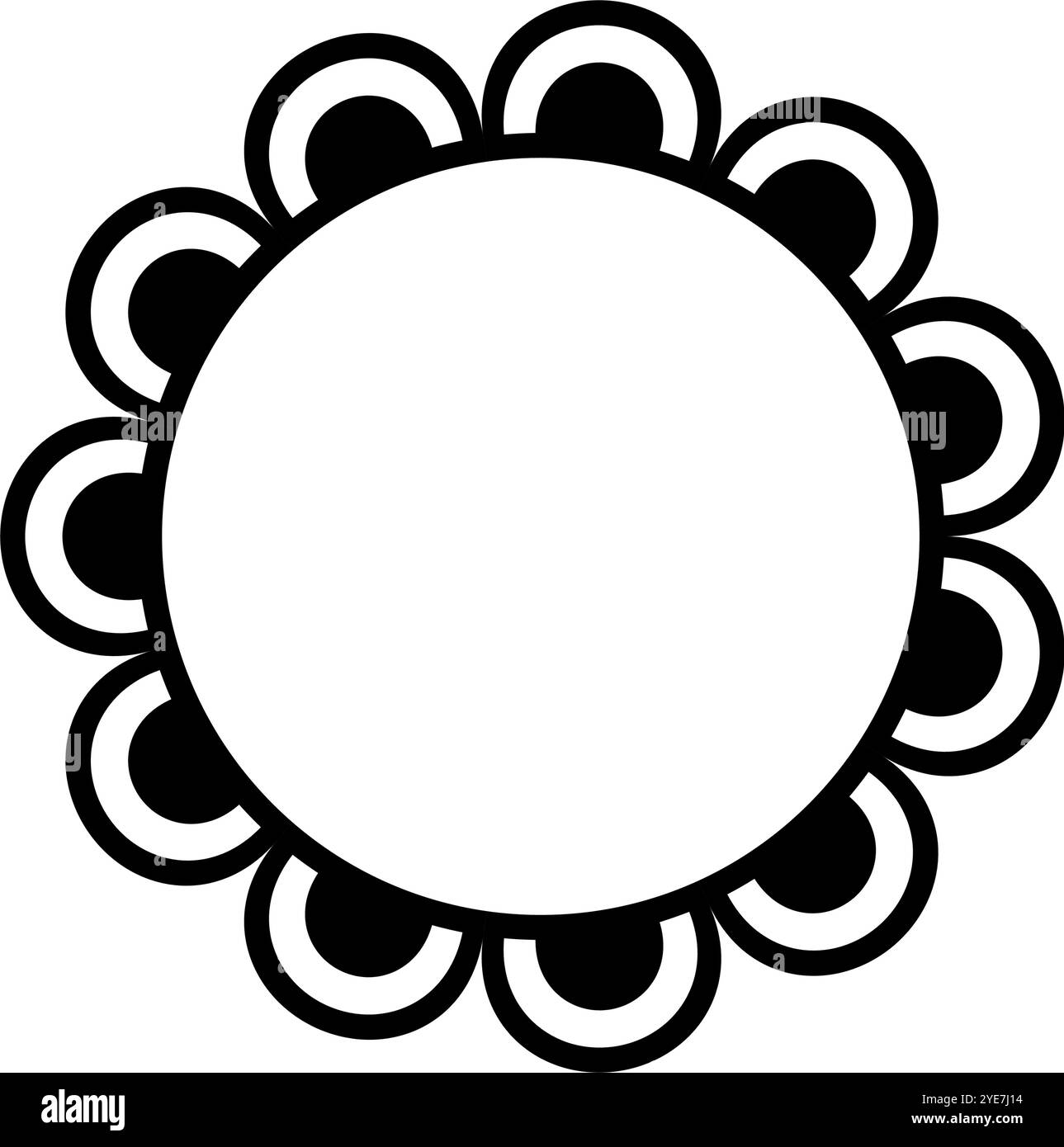 Scalloped edge circle frame. Simple round scalloped border. Fabric lace ...