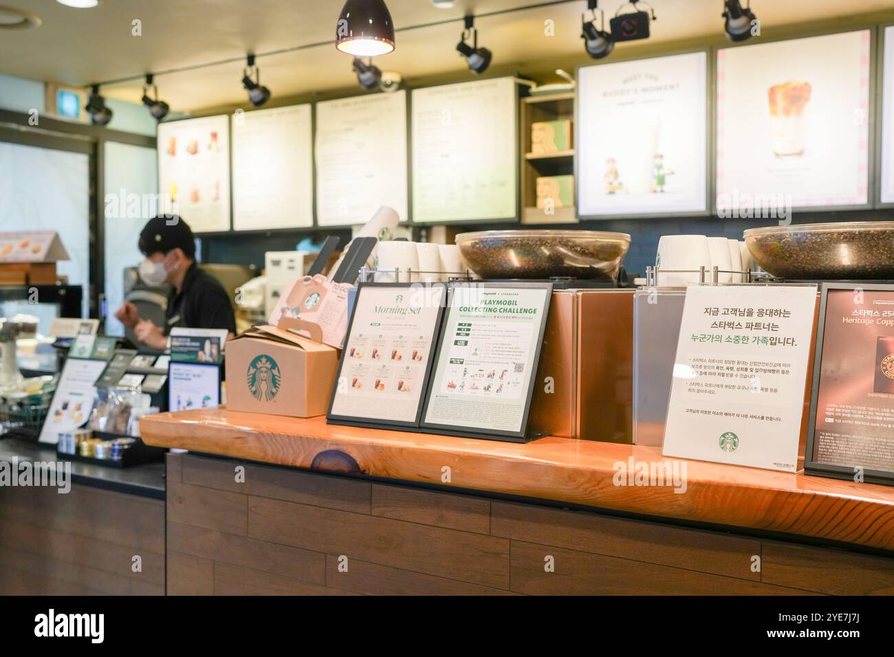 Starbucks coffee shop store food restaurant morning front entrance hi ...