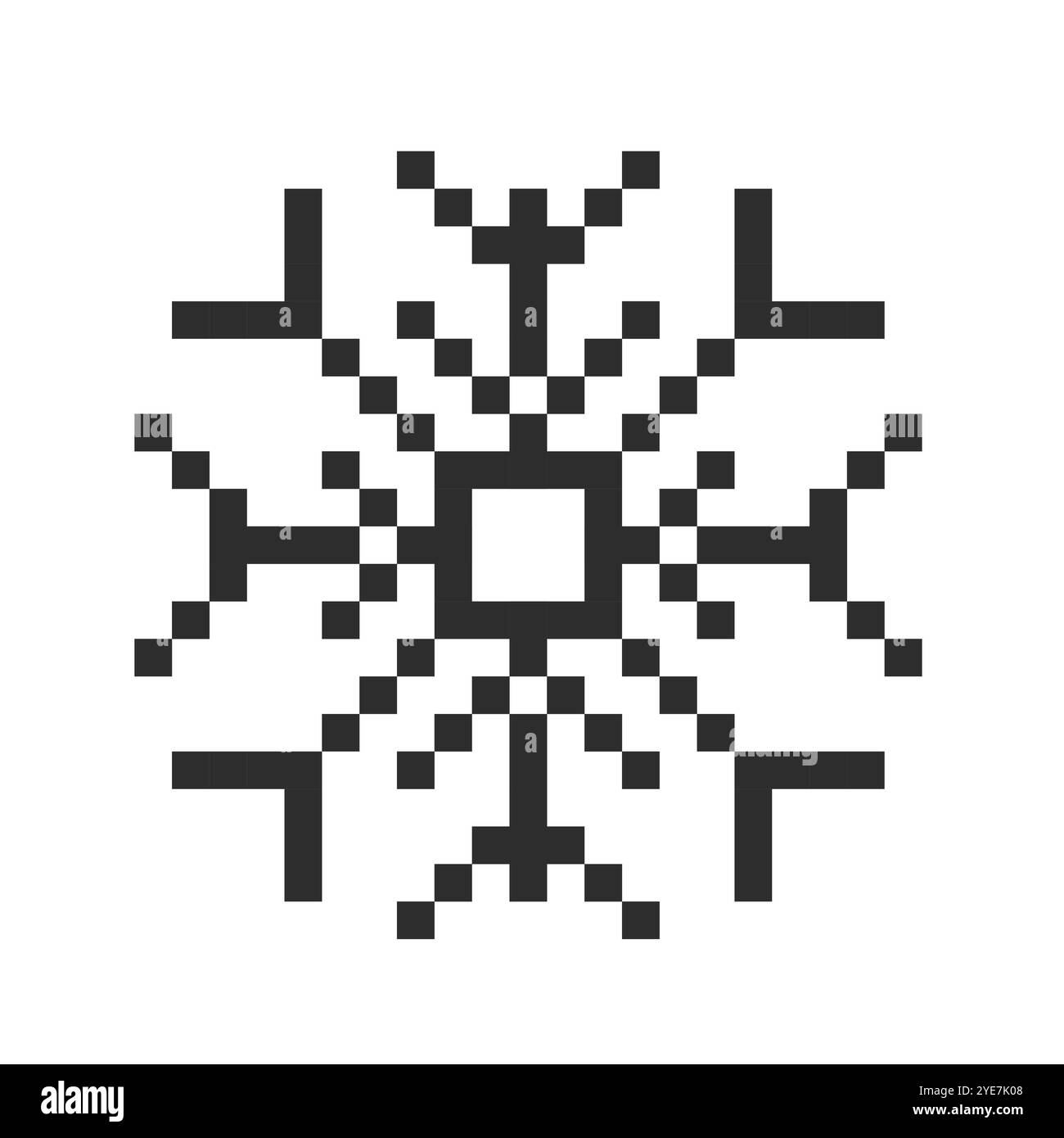 Pixel snowflake winter retro pixilated 8 bit game stamp. Holiday flake ...