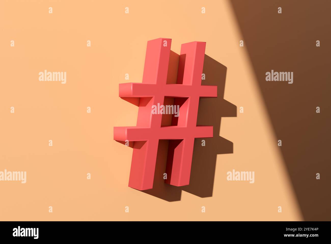 Large red hashtag symbol hanging on a blank wall. Perfect for modern ...