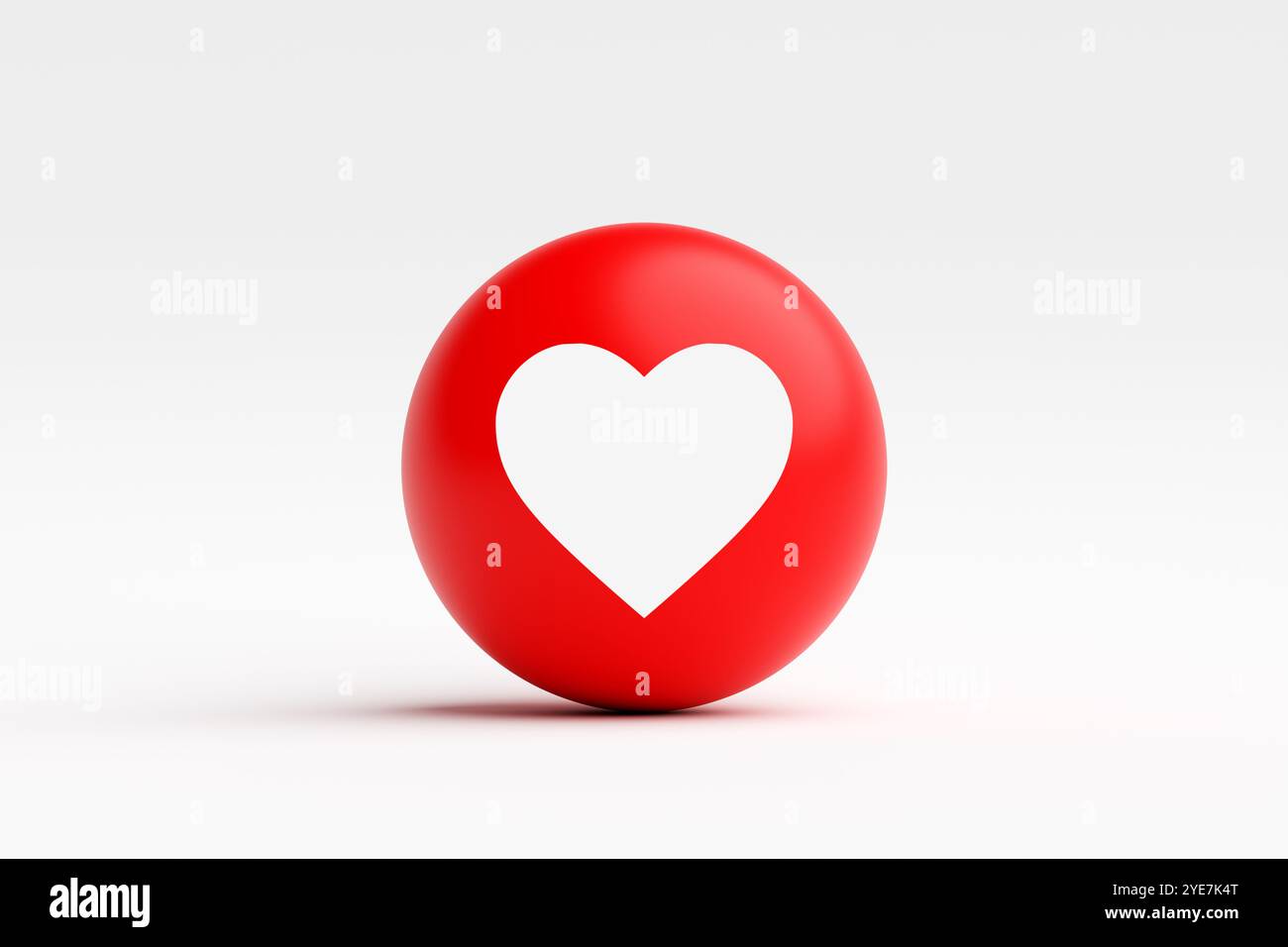 3d rendering of a red sphere showing a white heart symbol, representing ...