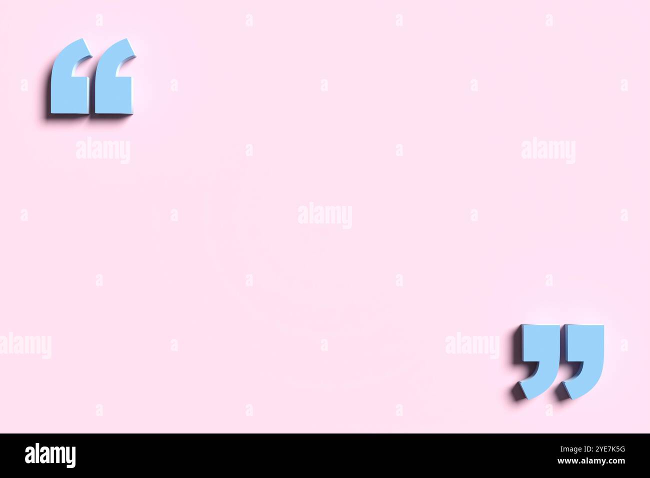 Modern 3d quote or quotation marks frame a text box on a pink ...