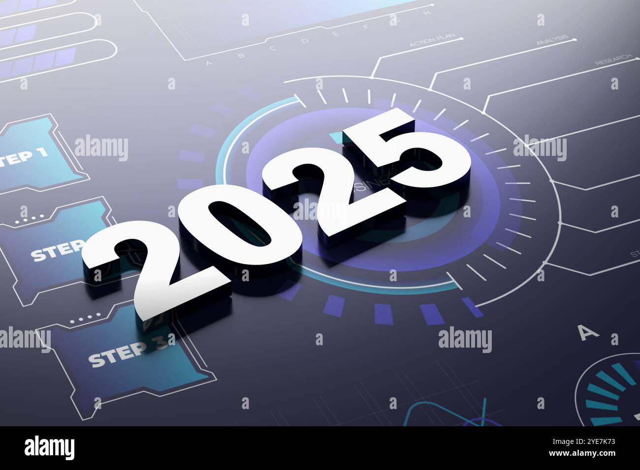 The year 2025 and business planning on technology background. 2025 year ...