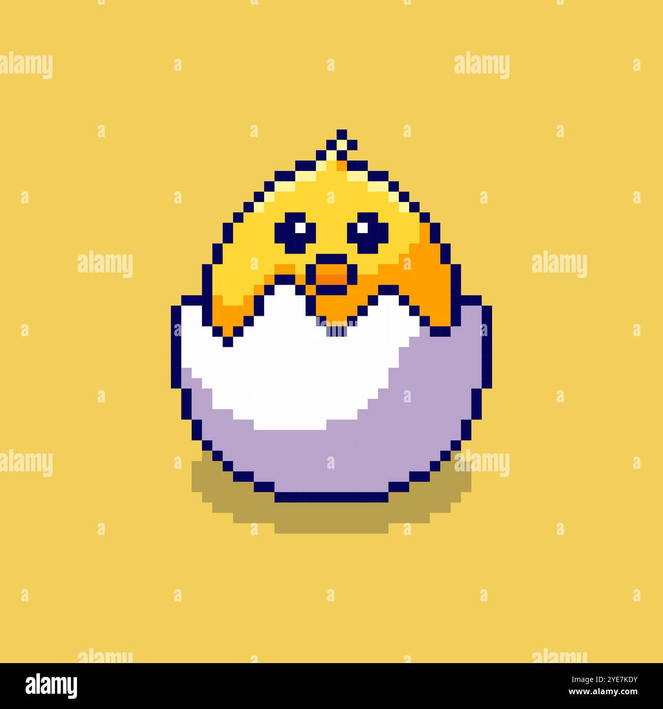 Pixel art Cute Chick Hatching from Egg game asset design Stock Vector ...