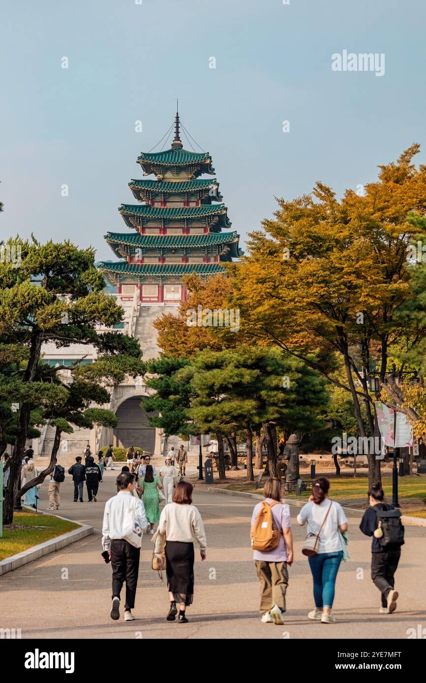 The National Folk Museum Of Korea building and people walking in the ...