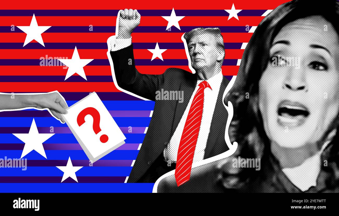 Portrait of Donald Trump and Kamala Harris. Illustrative photo collage ...