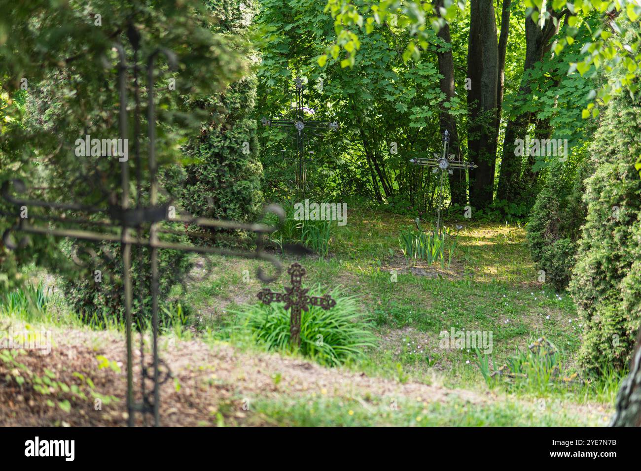 Detail of metal Christian cross in a cemetery Stock Photo - Alamy
