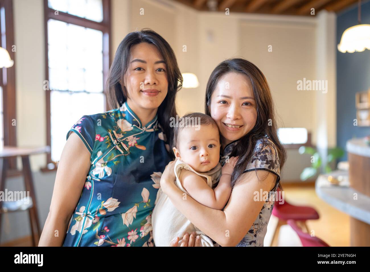 Two Taiwanese women in their 30s wearing traditional Chinese clothing ...
