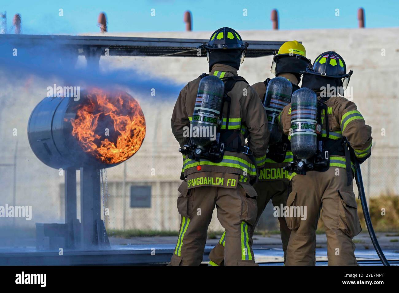 U.S. Air Force firefighters from the 52nd Civil Engineer Squadron ...