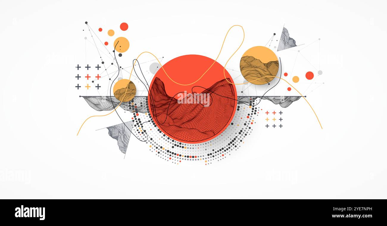 The abstract wave is made in a frame style with half tone element ...