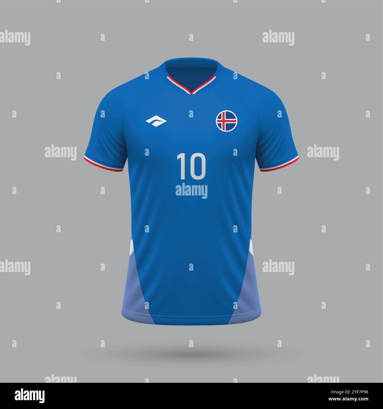 3d realistic soccer jersey Iceland national team, shirt template for ...