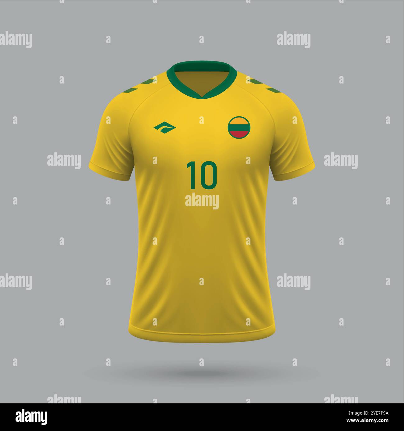 3d realistic soccer jersey Lithuania national team, shirt template for ...