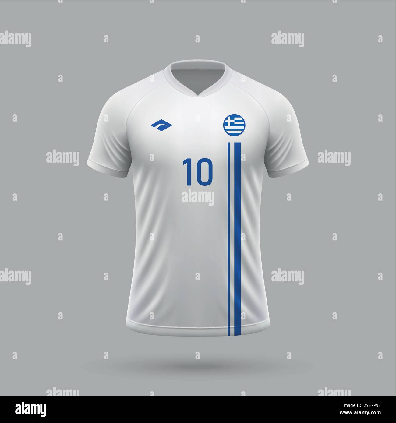 3d realistic soccer jersey Greece national team, shirt template for ...