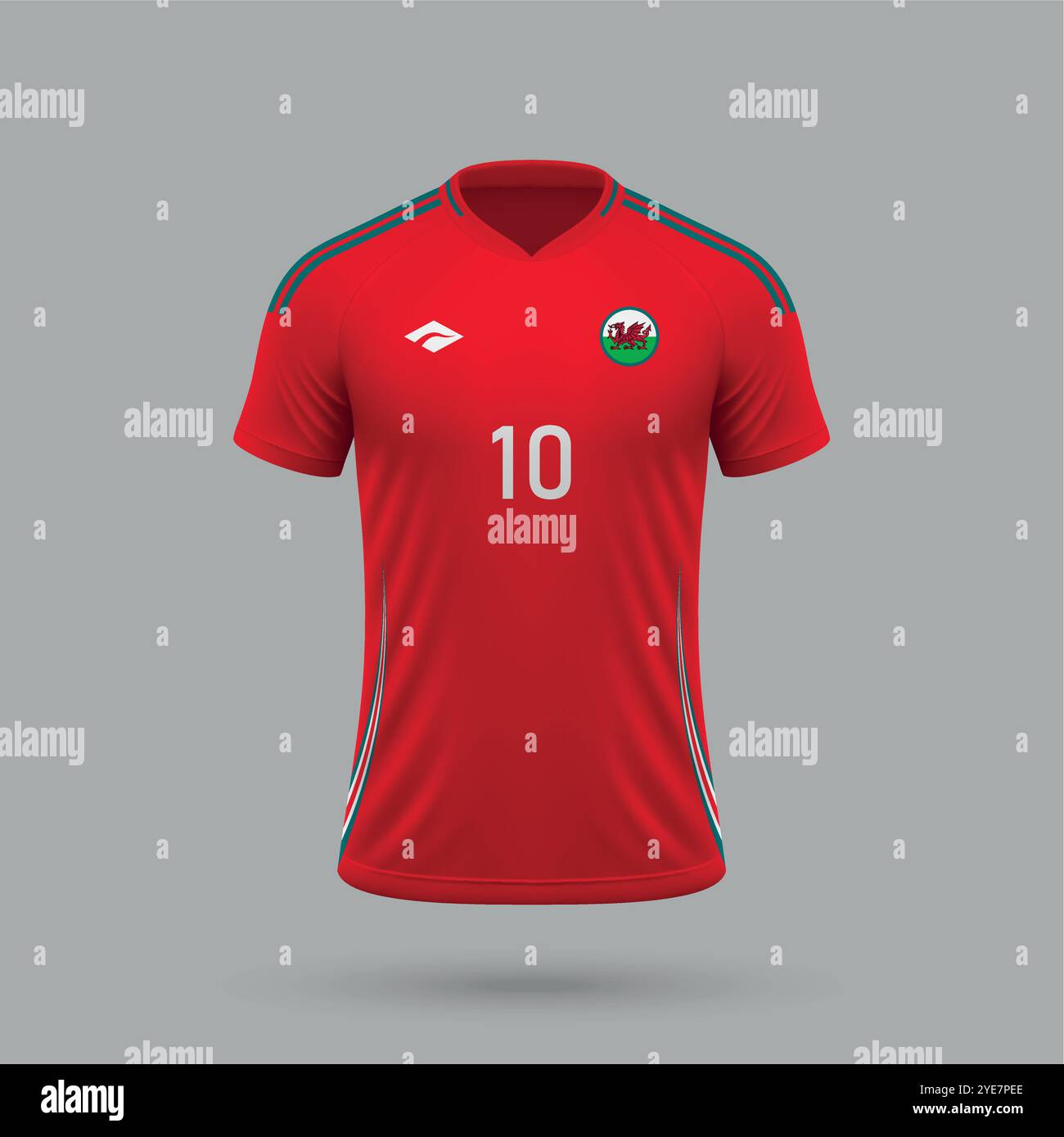 3d realistic soccer jersey Wales national team, shirt template for ...