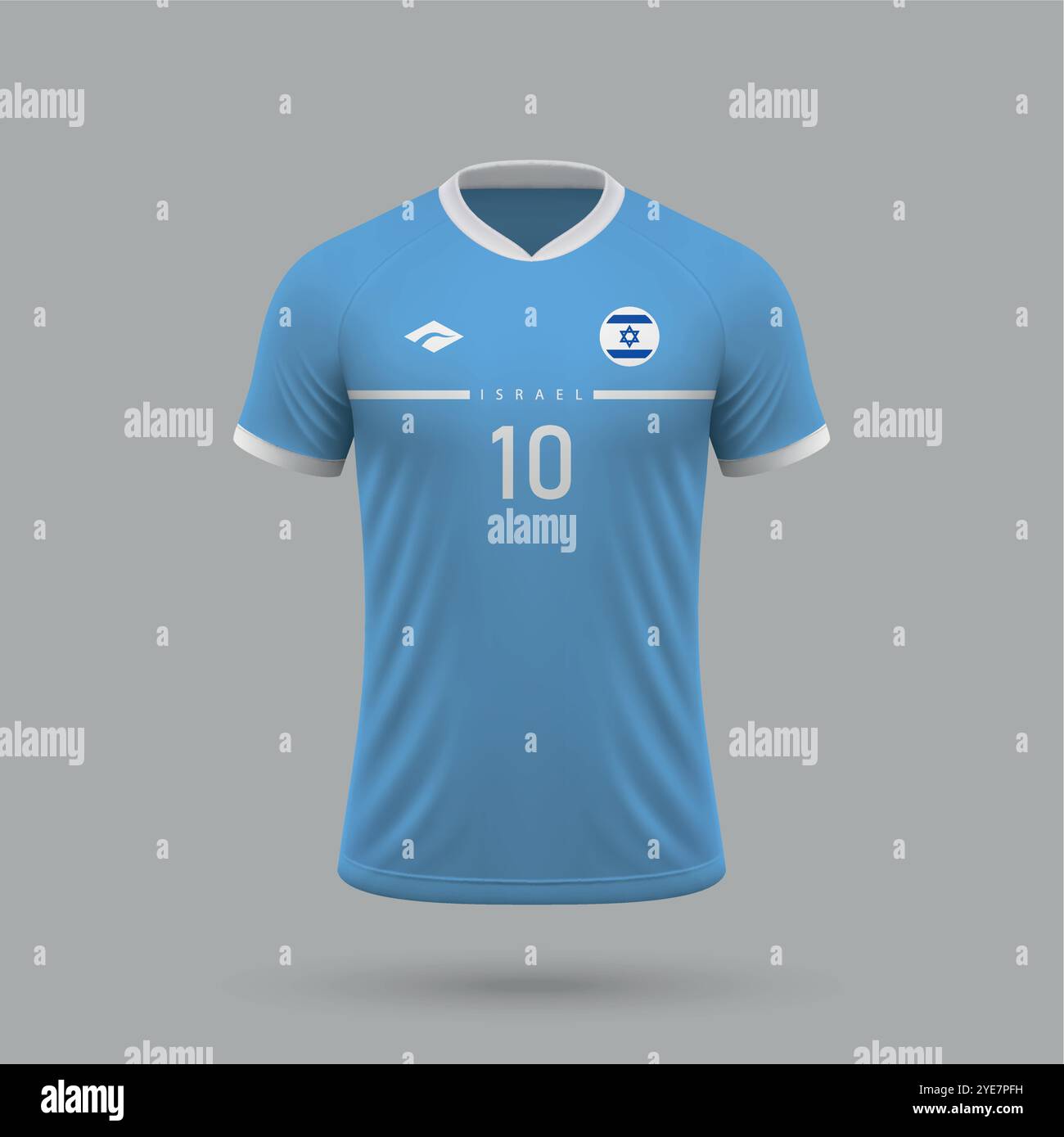 3d realistic soccer jersey Israel national team, shirt template for ...