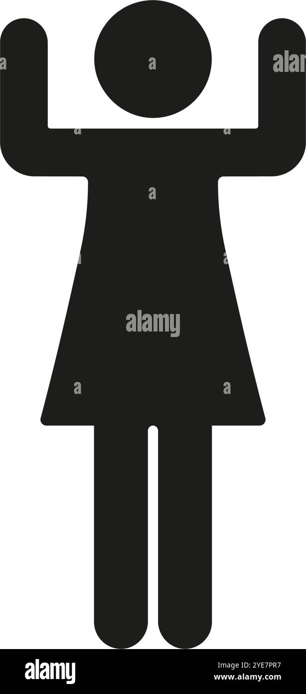 Human Figure with Raised Arms Silhouette Icon. Celebration or Victory ...