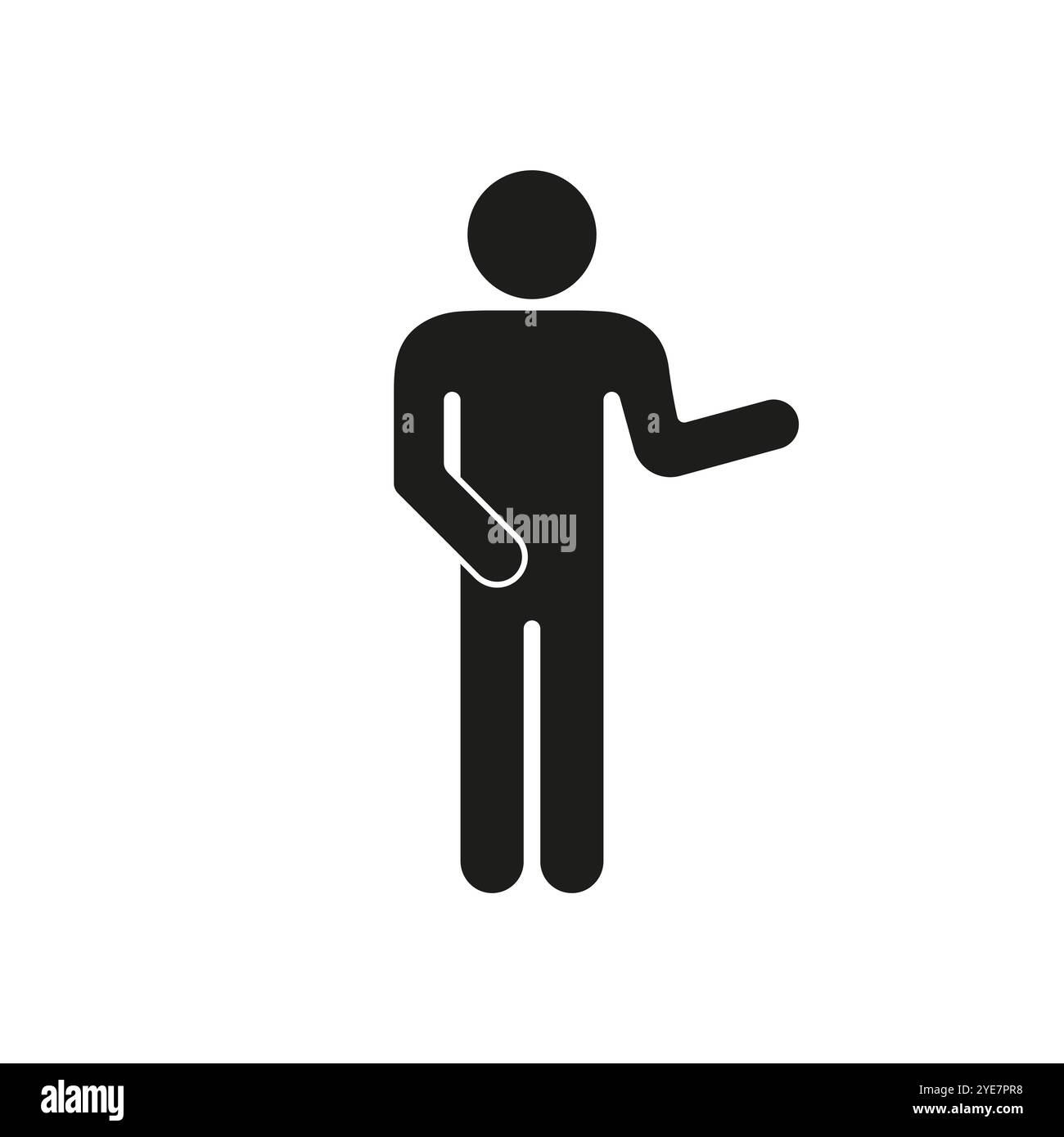 Human Figure Making Pointing Gesture Icon. Man Presenting with Hand ...