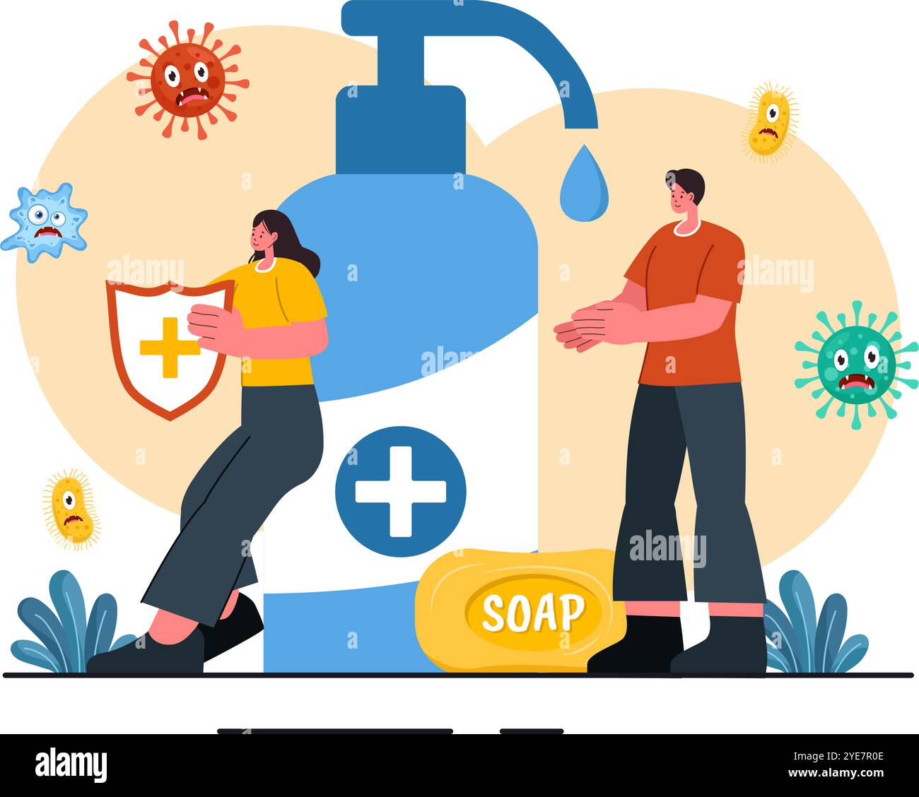 Antibacterial Vector Illustration of Handwashing, Virus Prevention, and ...