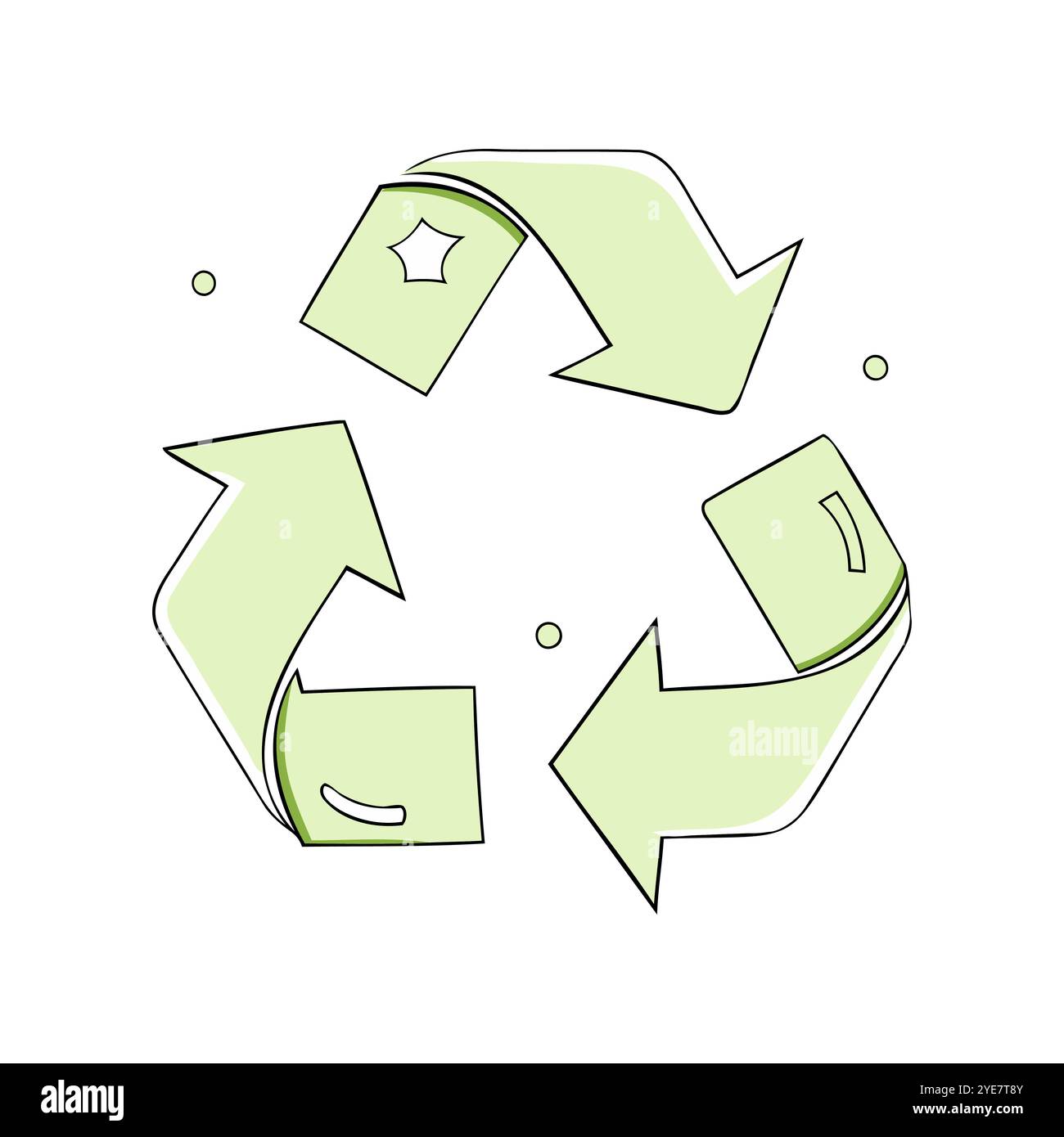 Flat vector illustration of a green recycling symbol, representing ...