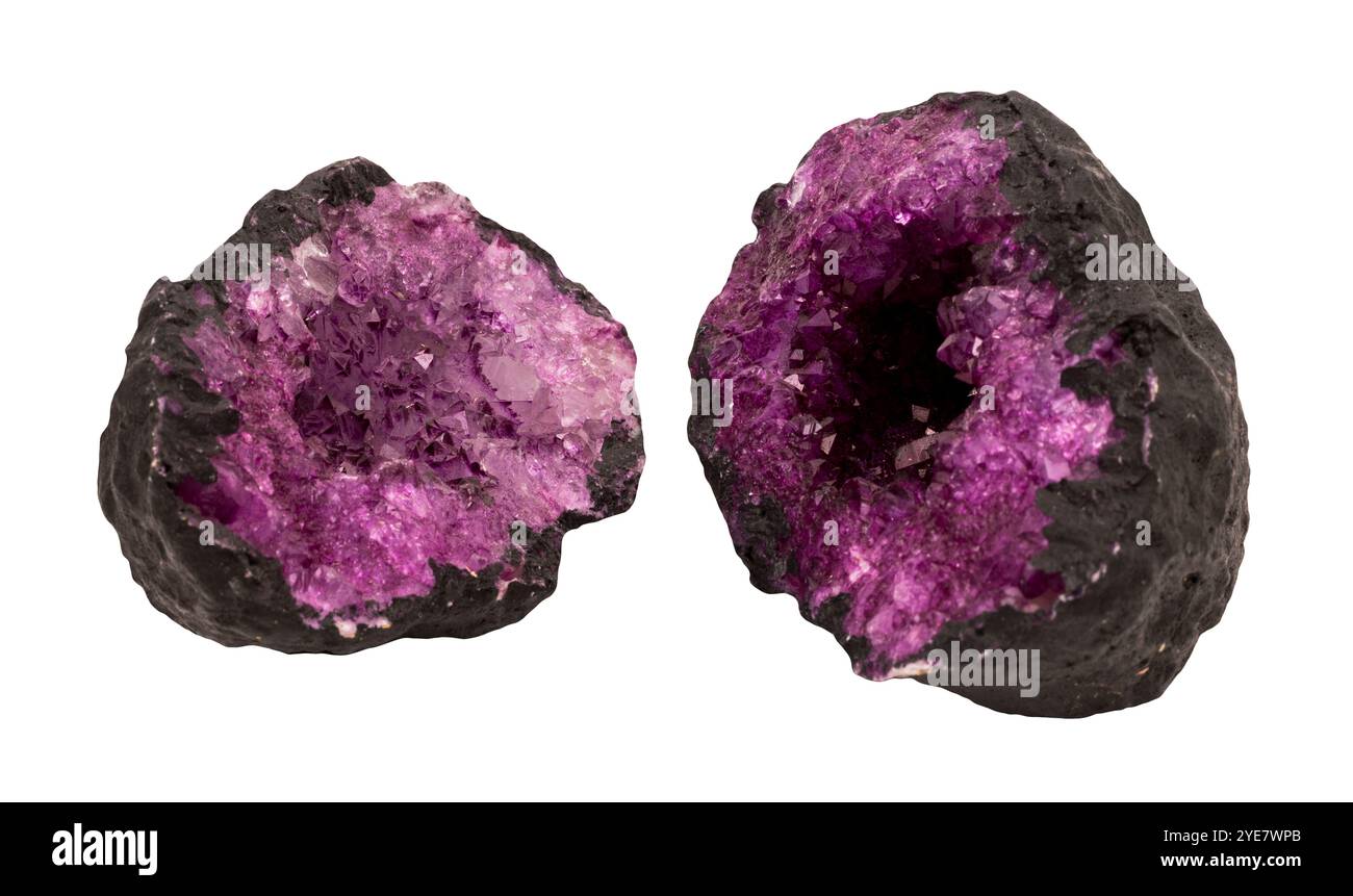 Captivating close-up view of vibrant geode, isolated on white ...