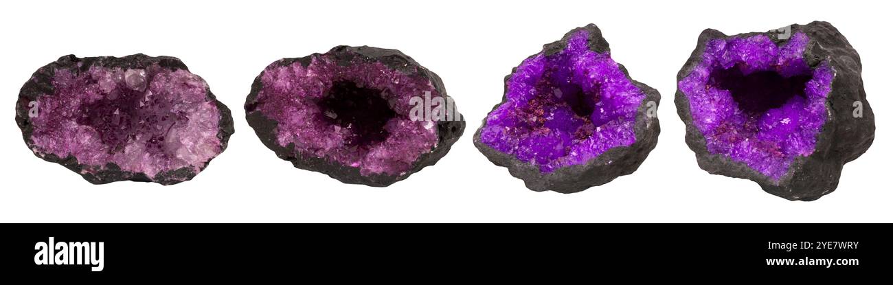 Set of four vibrant geodes, isolated on white background. Geode rock ...
