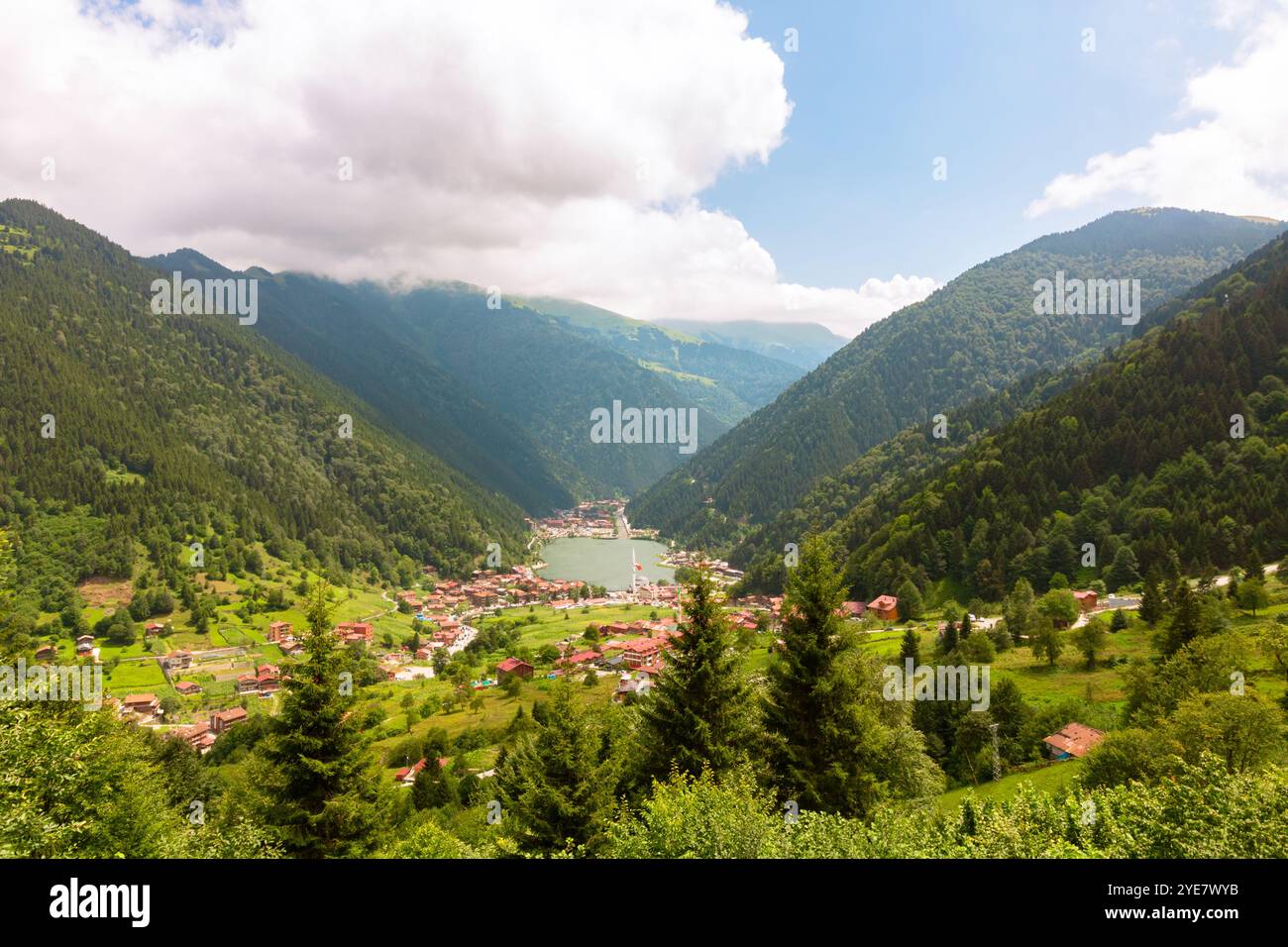 Uzungol lake in Trabzon. Visit Trabzon background photo. Tourists town ...