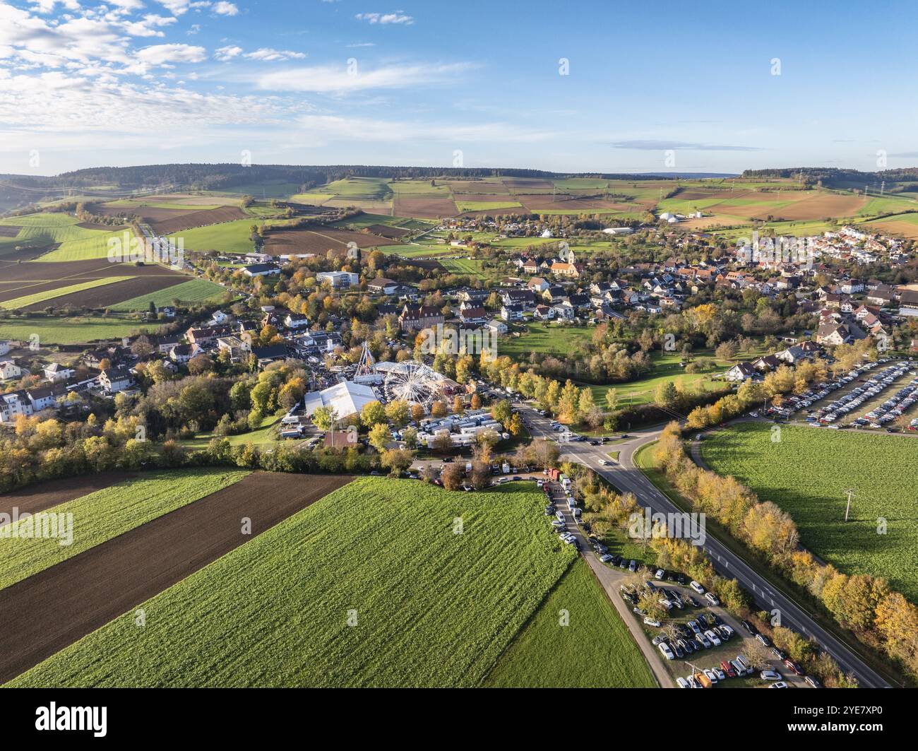 Aerial view of the town of Tengen, during the 734th Schaetzele market ...