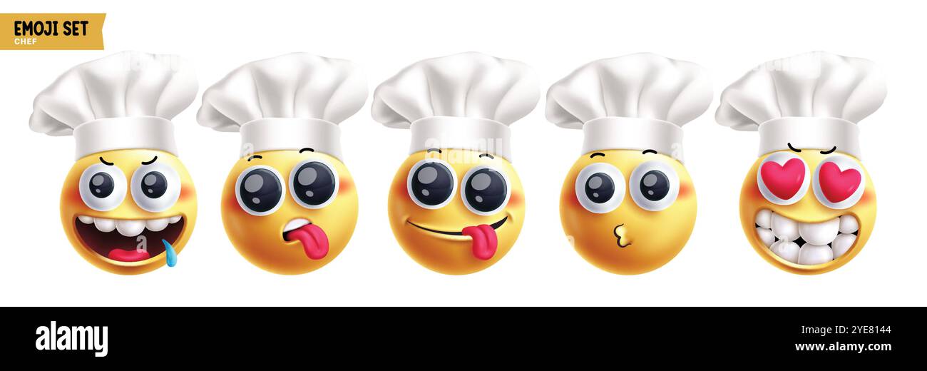Emoji chef emoticon characters vector set. Emojis cook profession ...