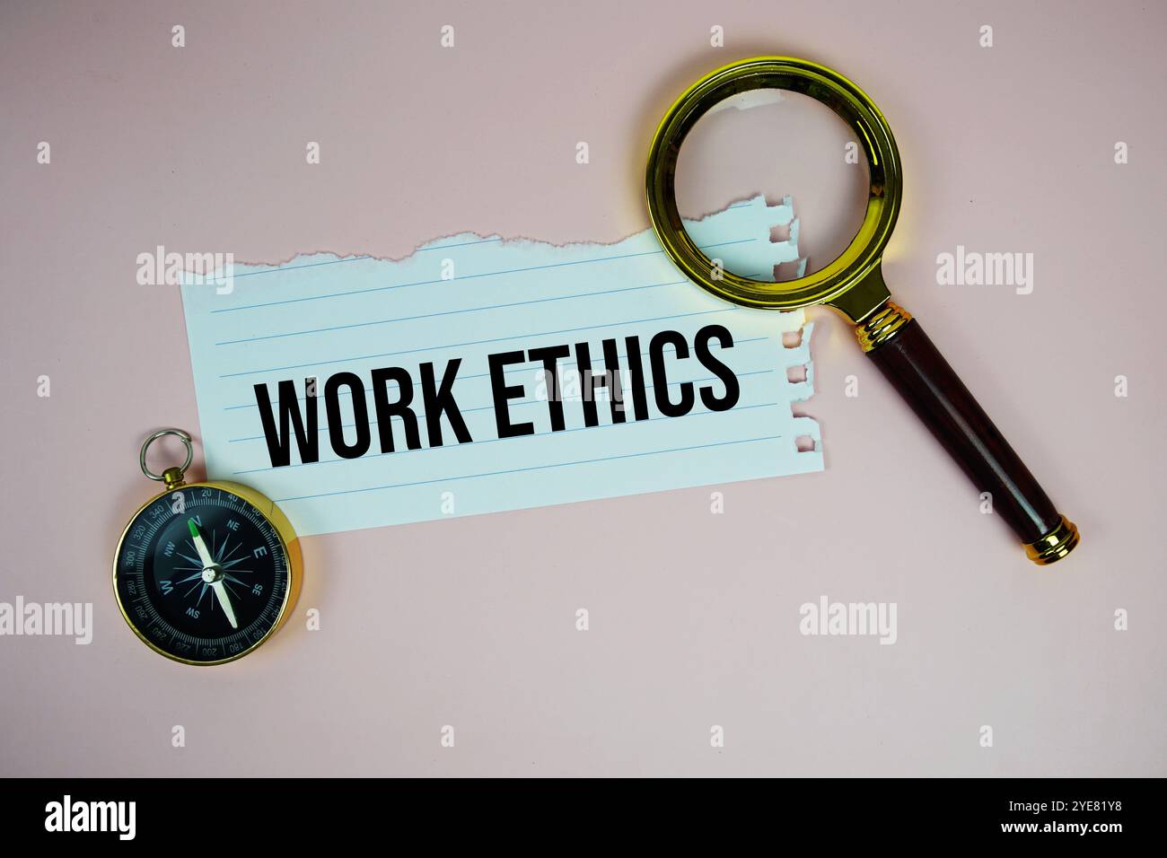 Work Ethics text motivational and inspiration quote with compass and ...