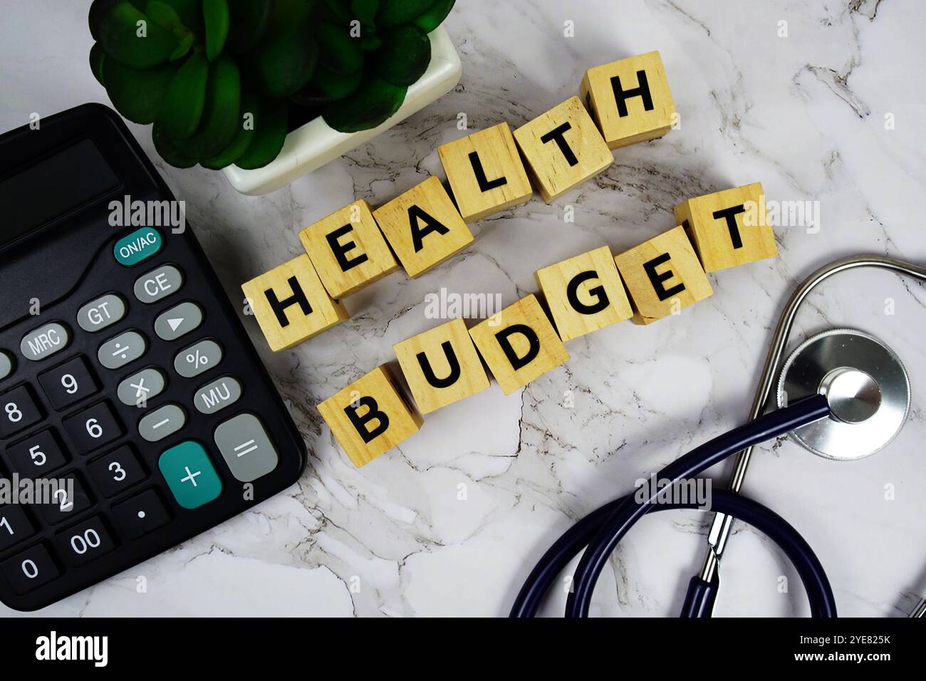 Health Budget with wooden blocks alphabet letters and stethoscope and ...