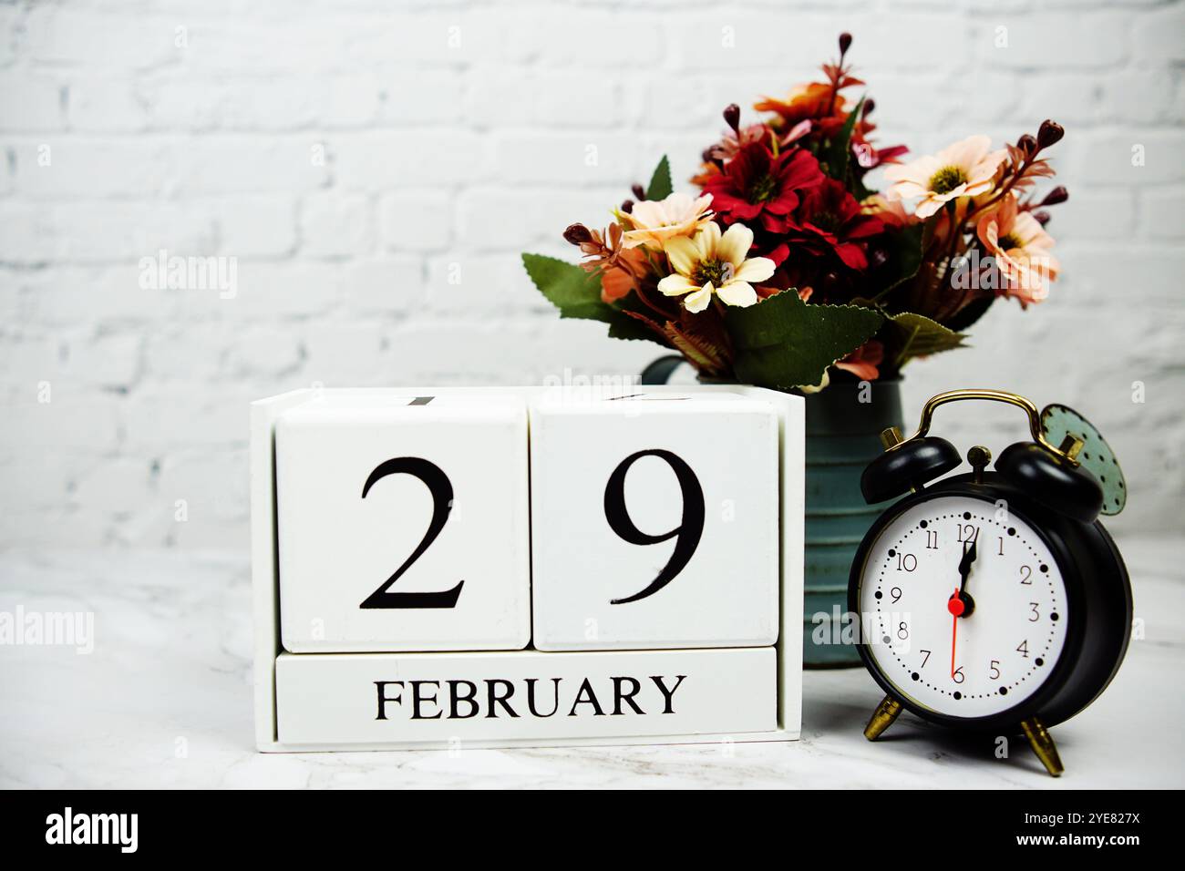 29 February wooden calendar Leap year concept background Stock Photo ...