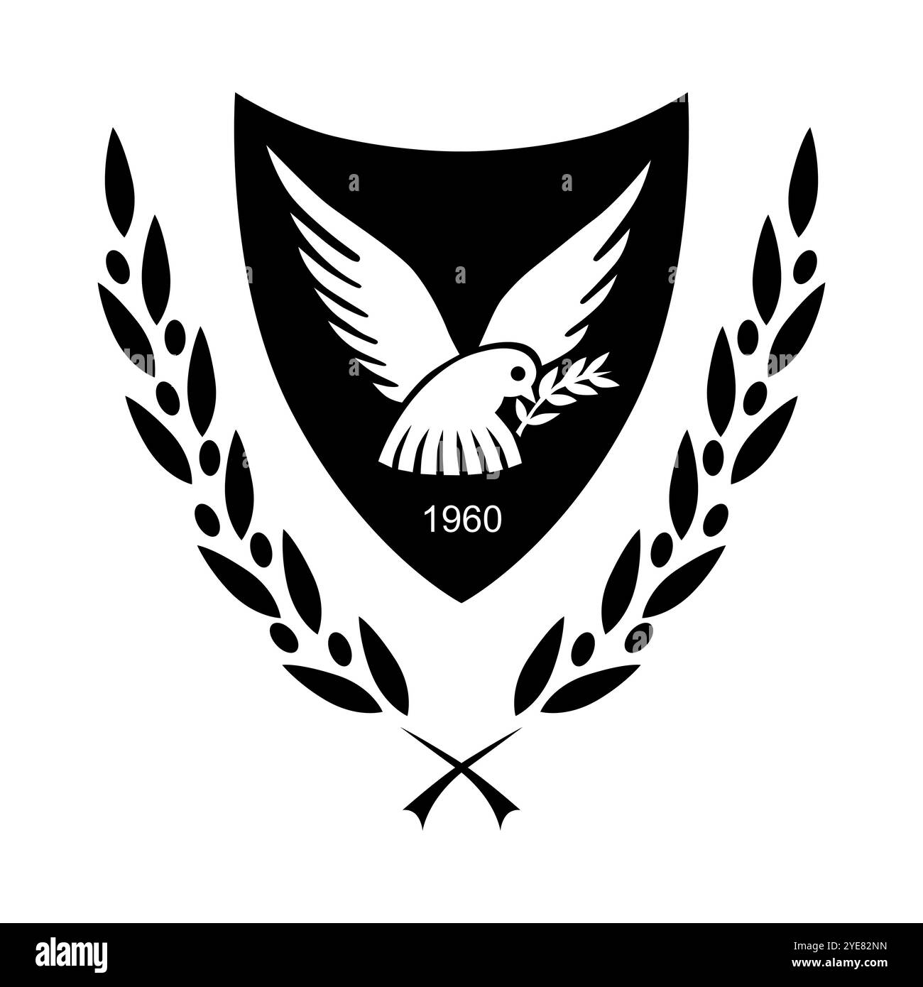National Emblem of Cyprus, Black and White Coat of Arms used in ...