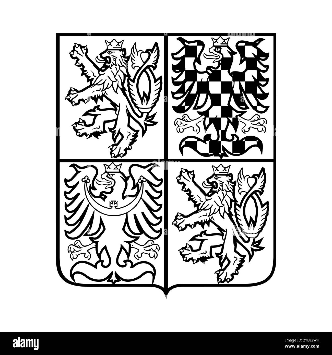 National Emblem of Czechia, Black and White Coat of Arms used in ...