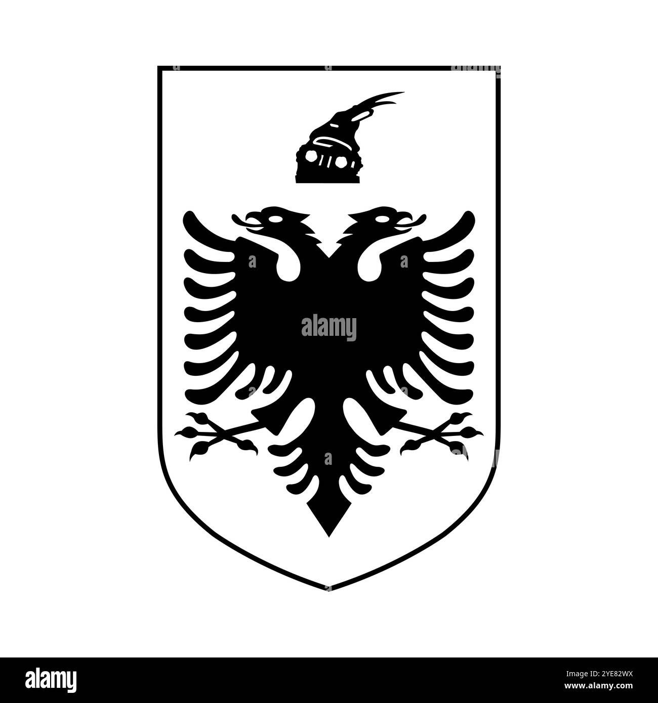 Albania National Emblem, Black and White Coat of Arms used in passport ...