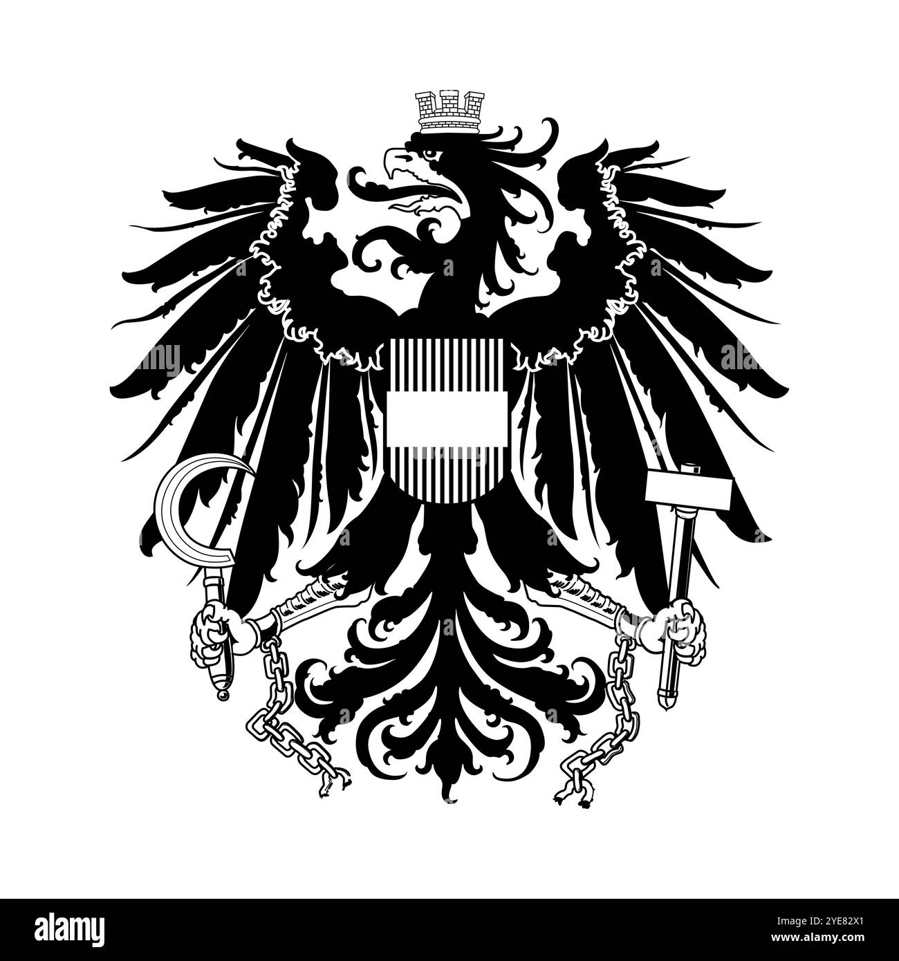 Austria National Emblem, Black and White Coat of Arms used in passport ...