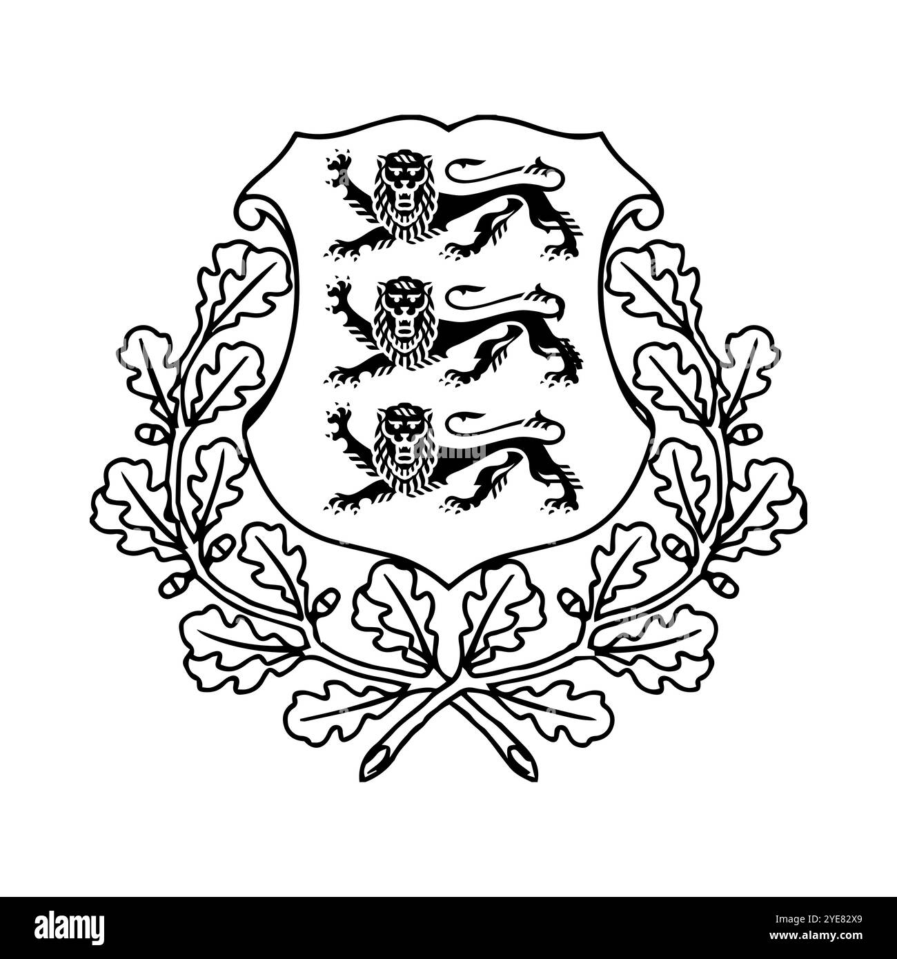 National Emblem of Estonia, Black and White Coat of Arms used in ...