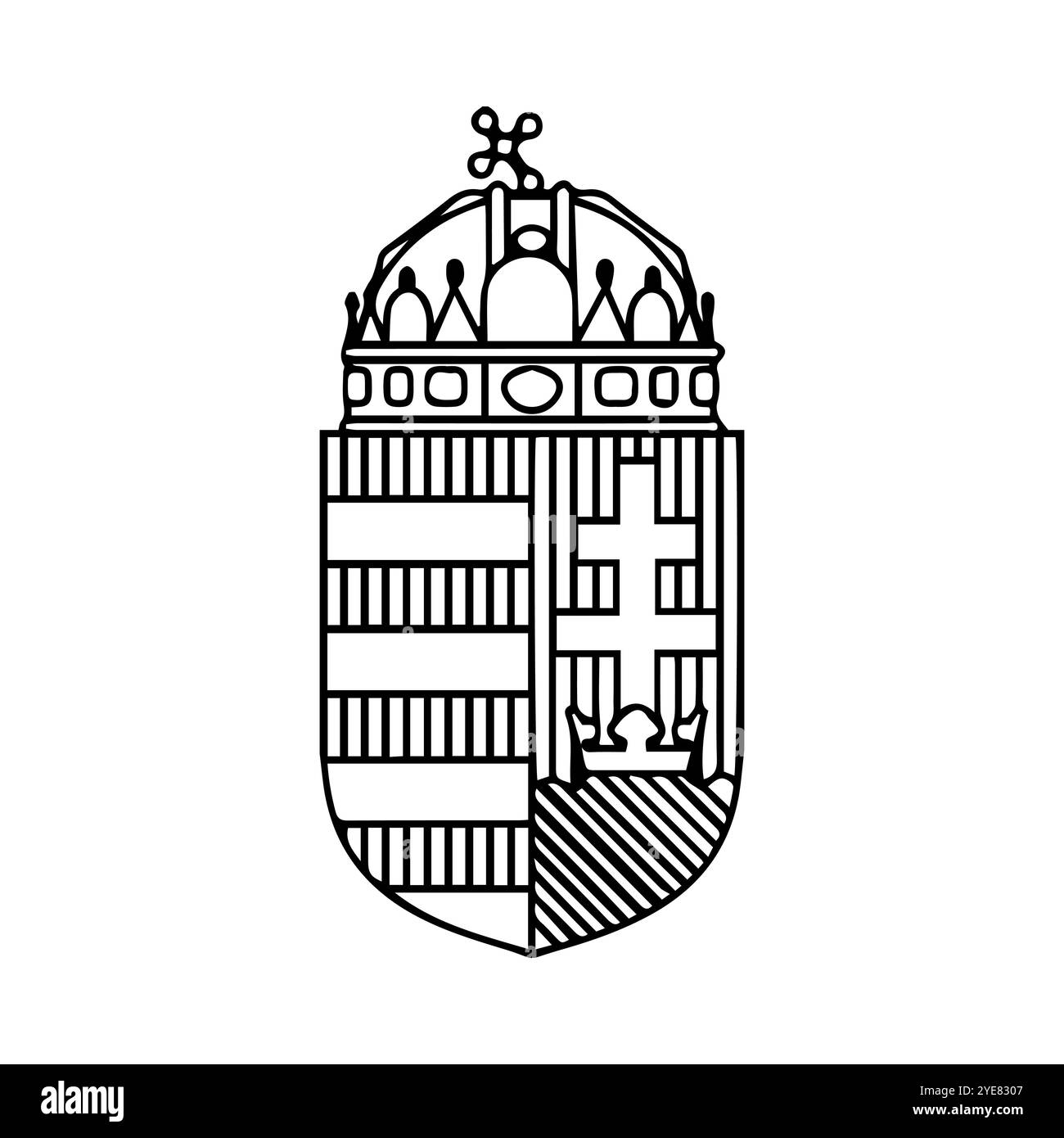 National Emblem of Hungary, Black and White Coat of Arms used in ...