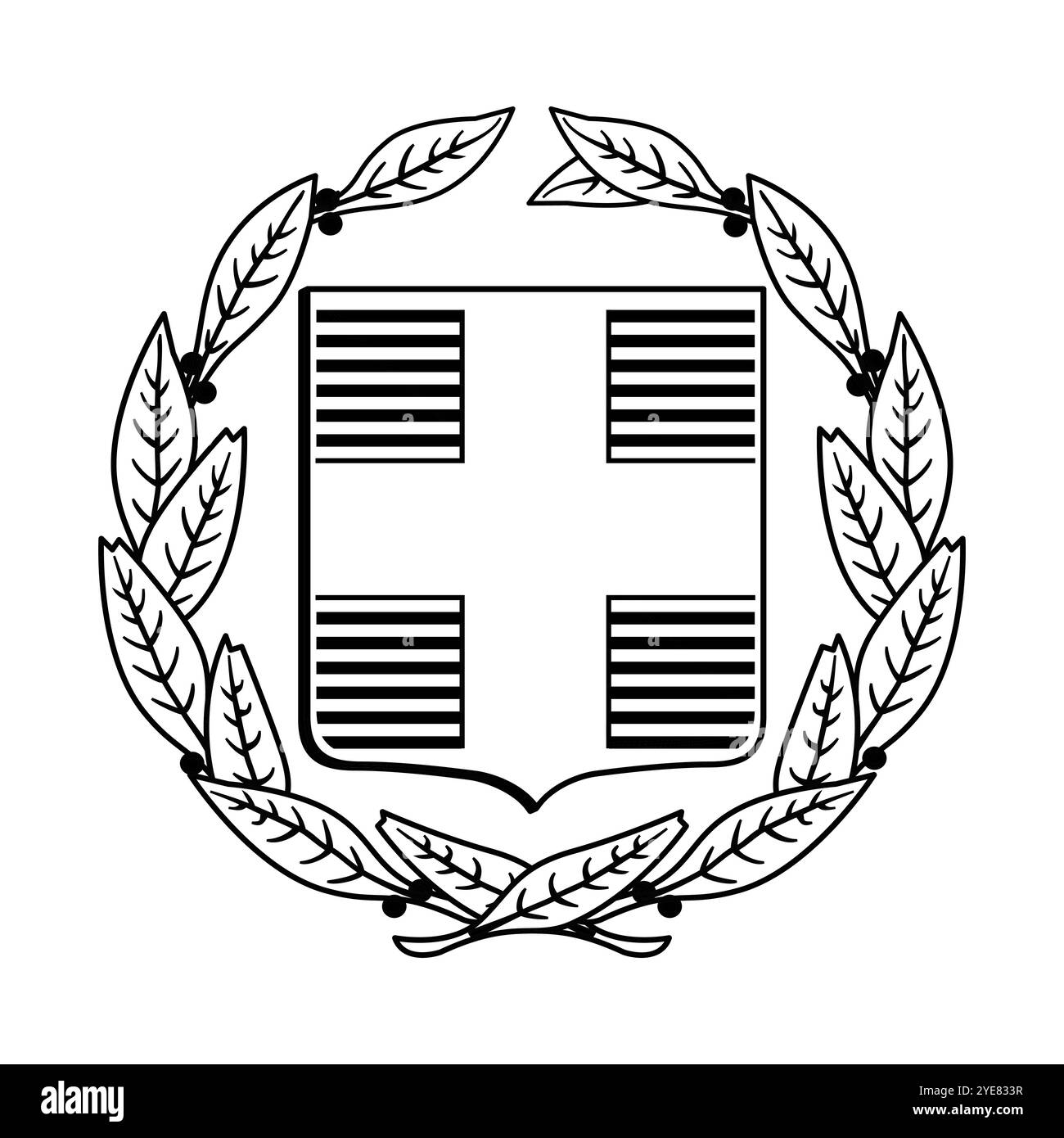 National Emblem of Greece, Black and White Coat of Arms used in ...