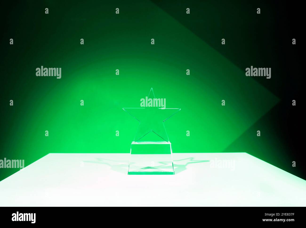 Sustainability award - star-shaped crystal prize on a table with green ...
