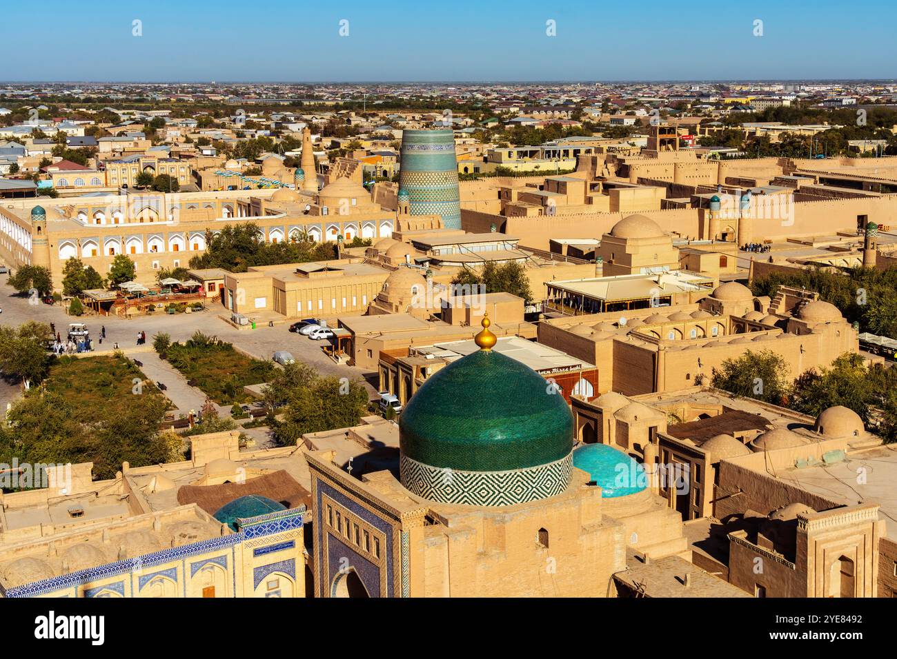 Elevated view of (inner town) Itchan Kala, Khiva. Khiva (Xiva, Xīveh ...
