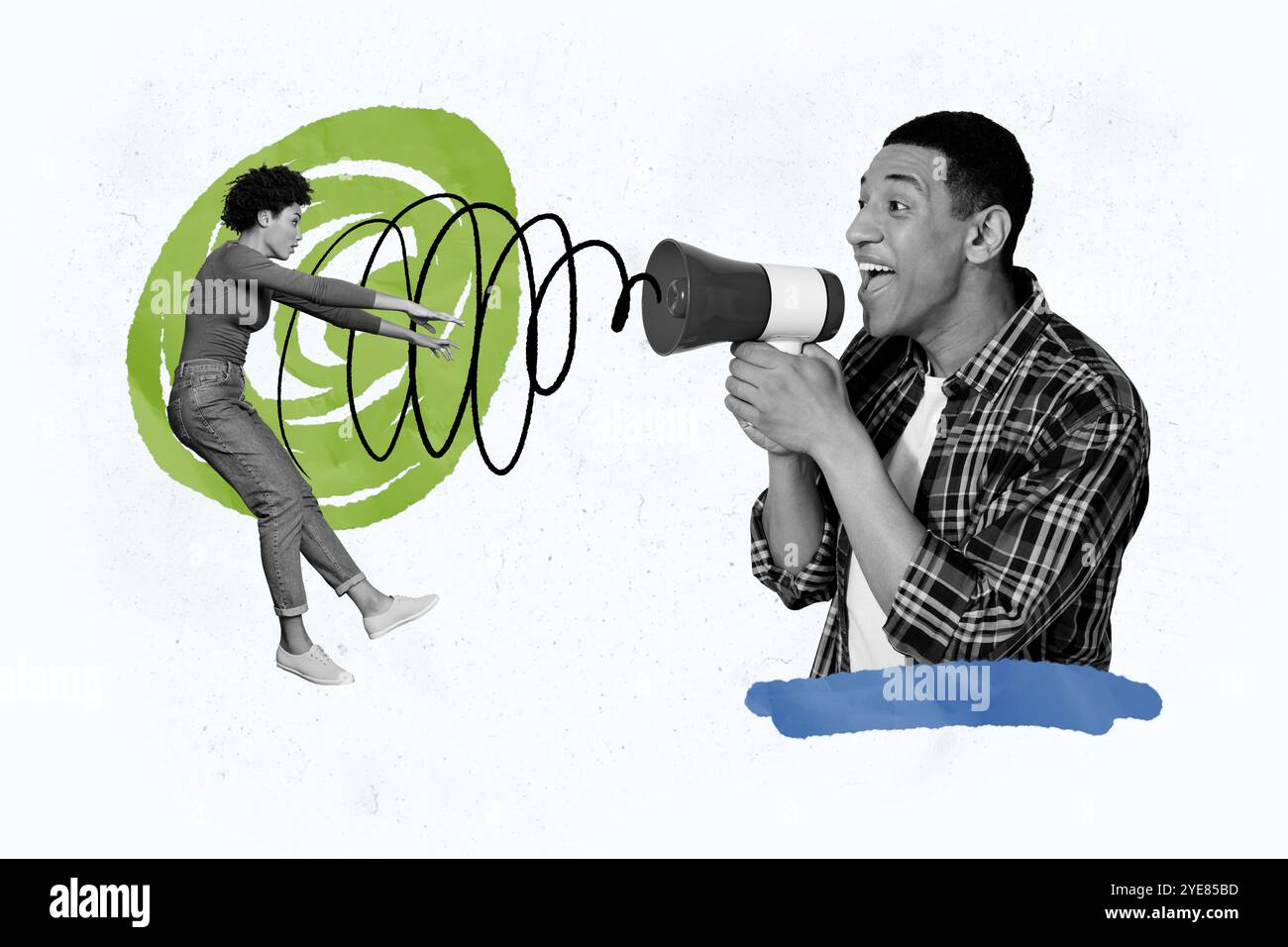 Composite trend artwork sketch image photo collage of monochrome ...