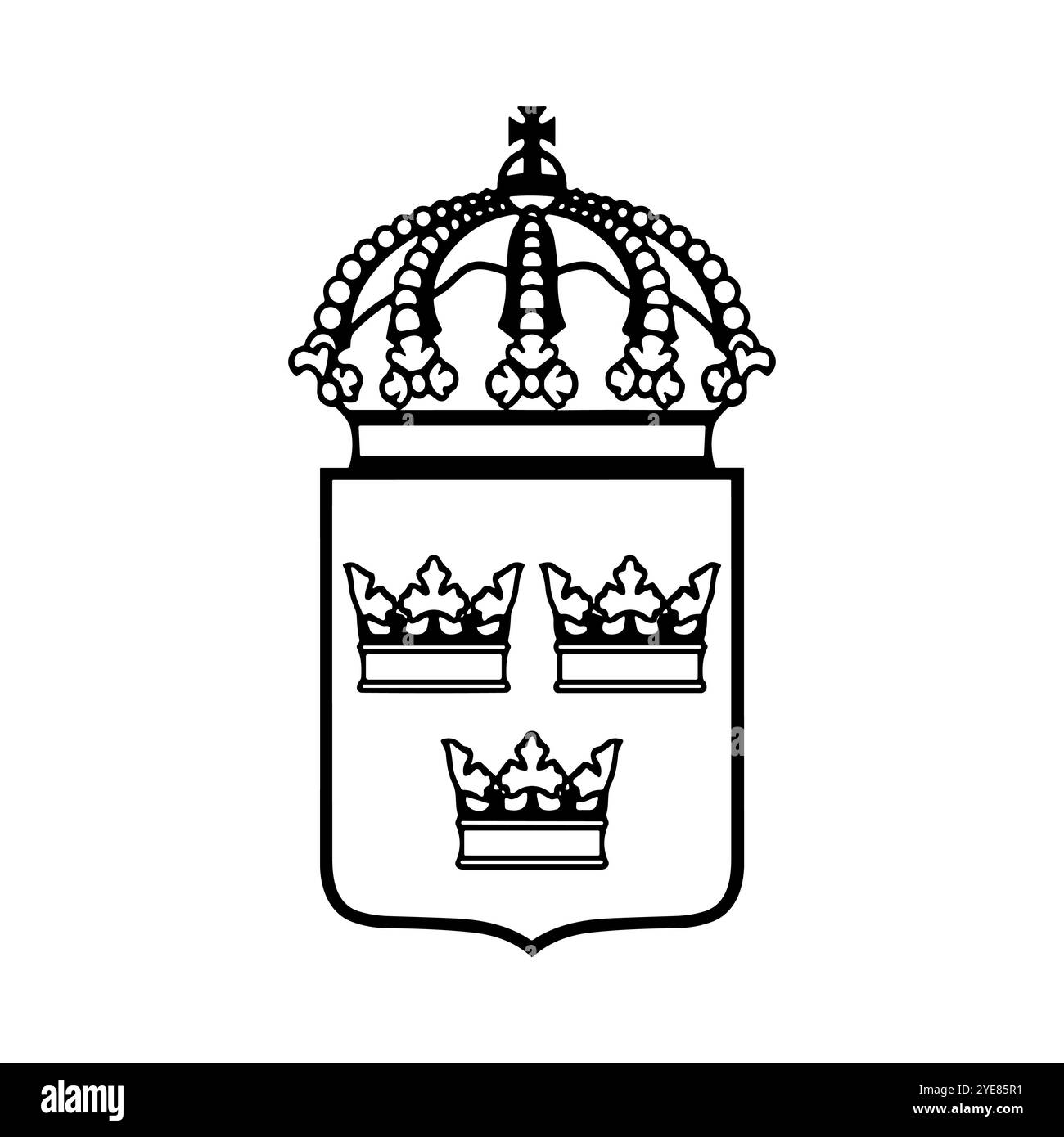 National Emblem of Sweden Black and White Coat of Arms used in passport ...