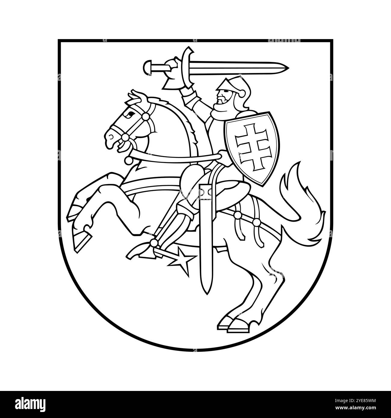National Emblem of Lithuania, Black and White Coat of Arms used in ...